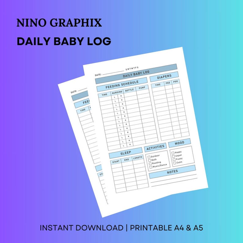 Baby Tracker Printable | Newborn Daily Log | Feeding, Sleep & Diaper ...