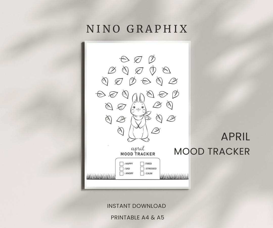 April Mood Tracker Printable Mood Journal Digital Download Aesthetic ...