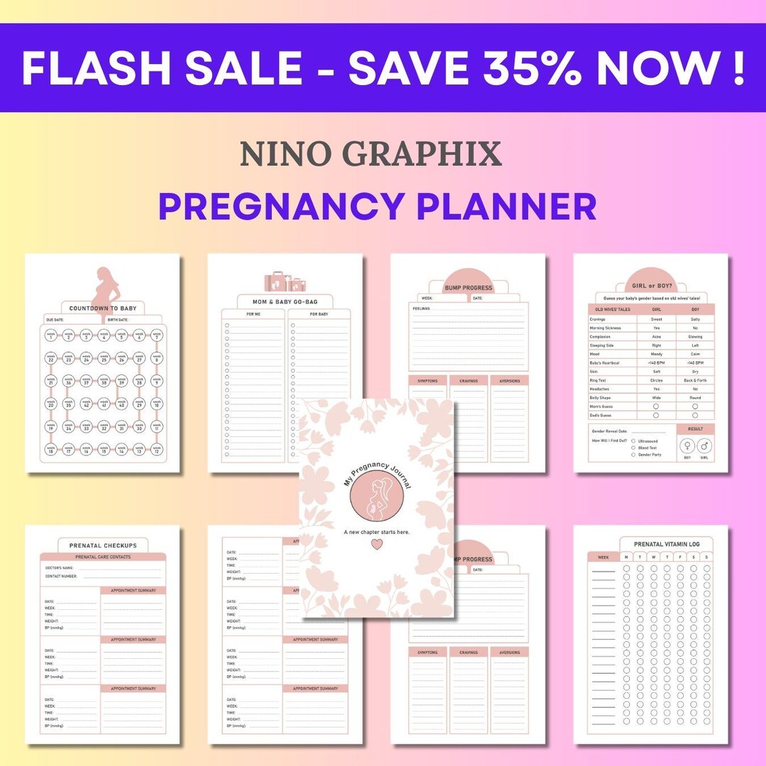 Pregnancy Planner Printable: Baby Countdown, Hospital Bag List (PDF ...