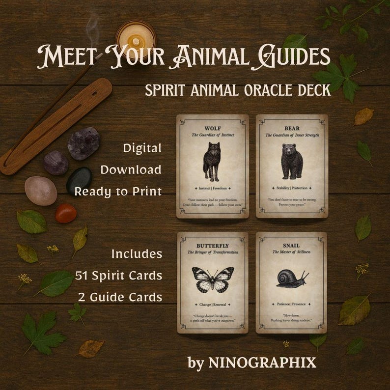 Spirit Animal Oracle Deck: Mystical Guidance Cards (digital Download ...