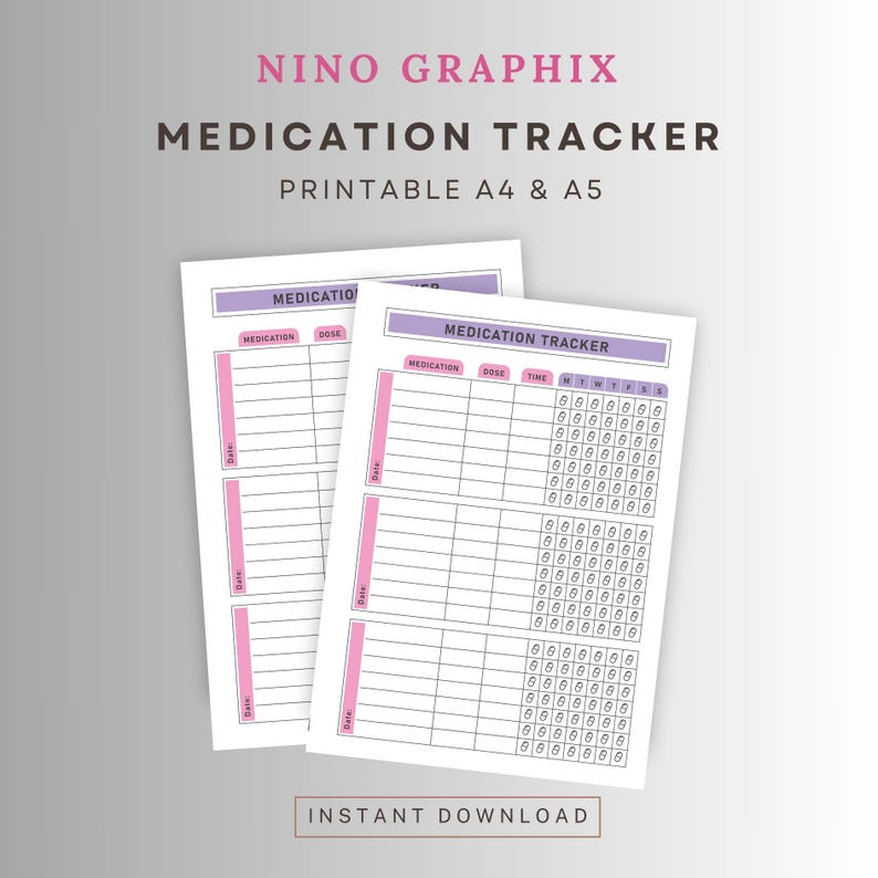 Weekly Medication Tracker | Printable Medicine Log | Pill Tracker PDF ...