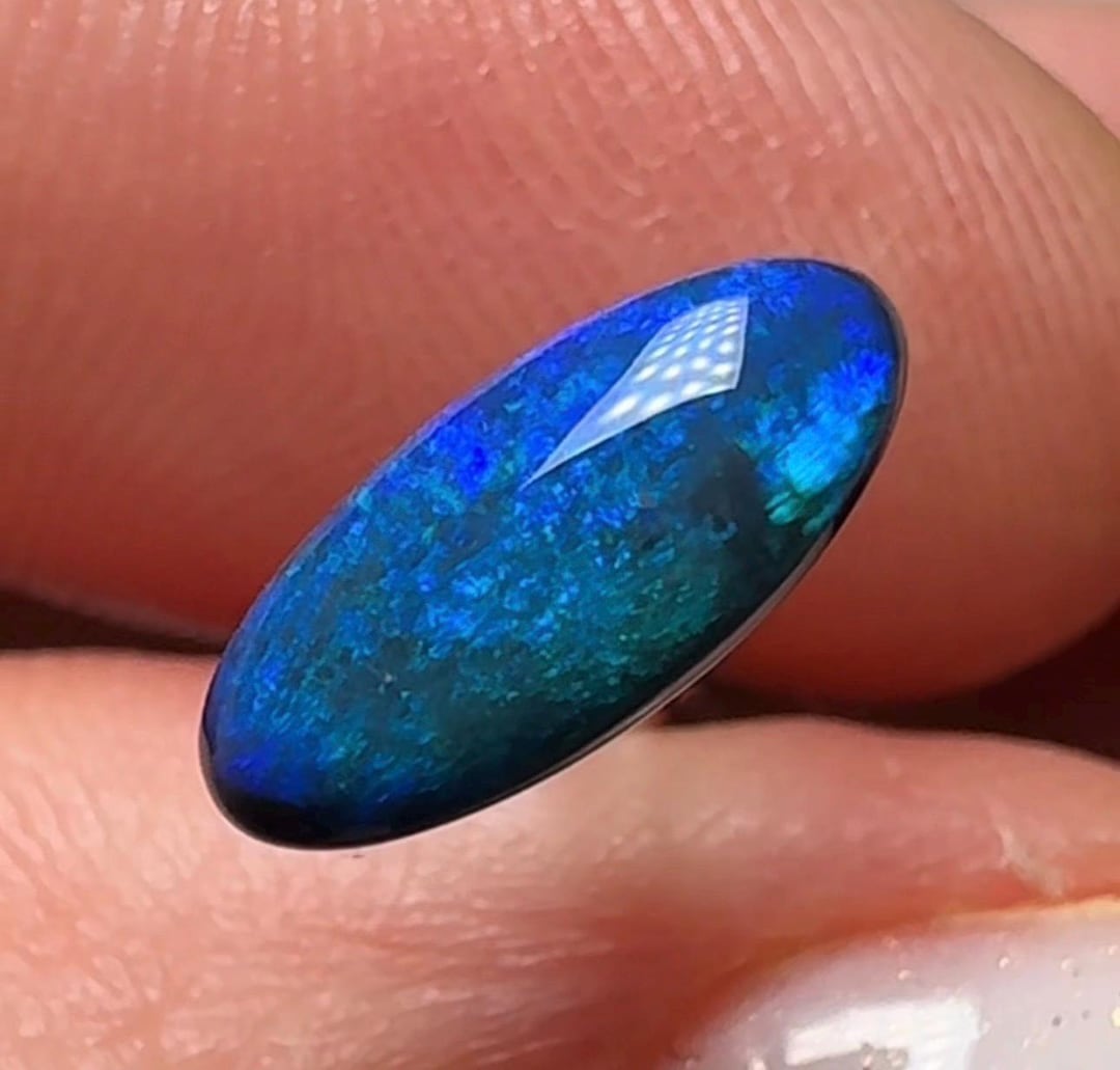 Natural Solid Australian Lightning Ridge Black Opal 0.95 Ct Gemstone ...