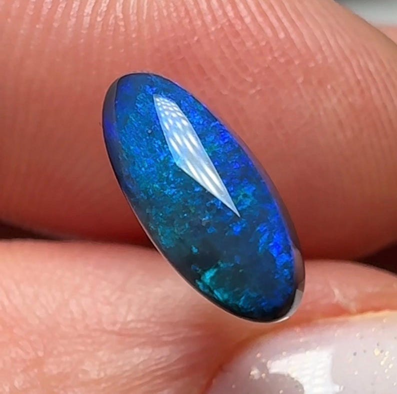 Natural Solid Australian Lightning Ridge Black Opal 0.95 Ct Gemstone ...