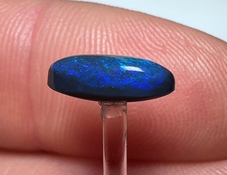 Natural Solid Australian Lightning Ridge Black Opal 0.95 Ct Gemstone ...