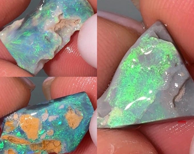 Loose Natural Australian Lightning Ridge Rough Opal Parcel 11.95 Ct (3 ...
