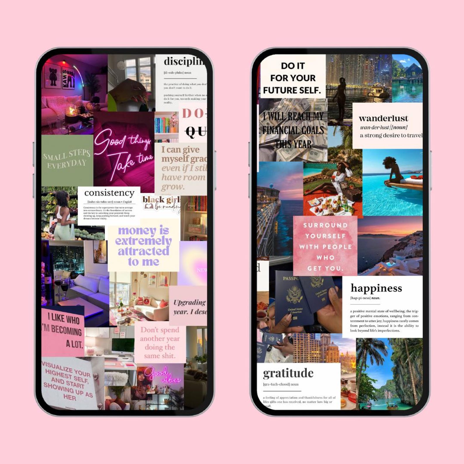 Dreams in Luxe: Bold Vision Board Wallpaper for Inspired Living - Etsy