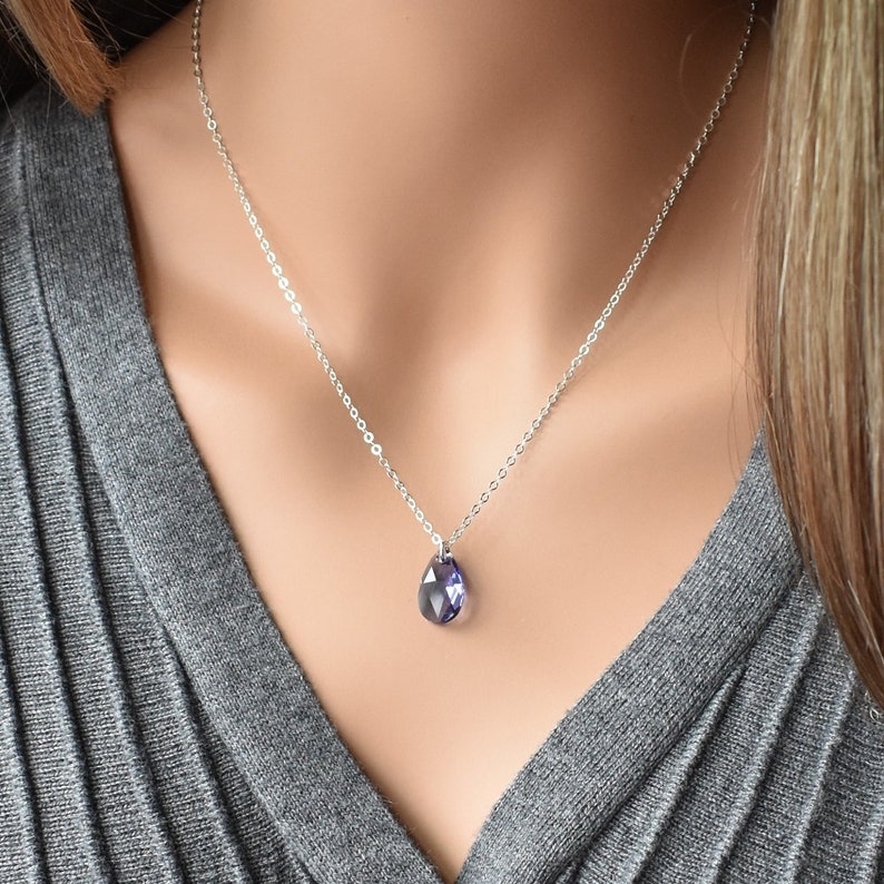 Tear Drop Crystal Necklace Crystal Drop Necklace 6 Colors - Etsy