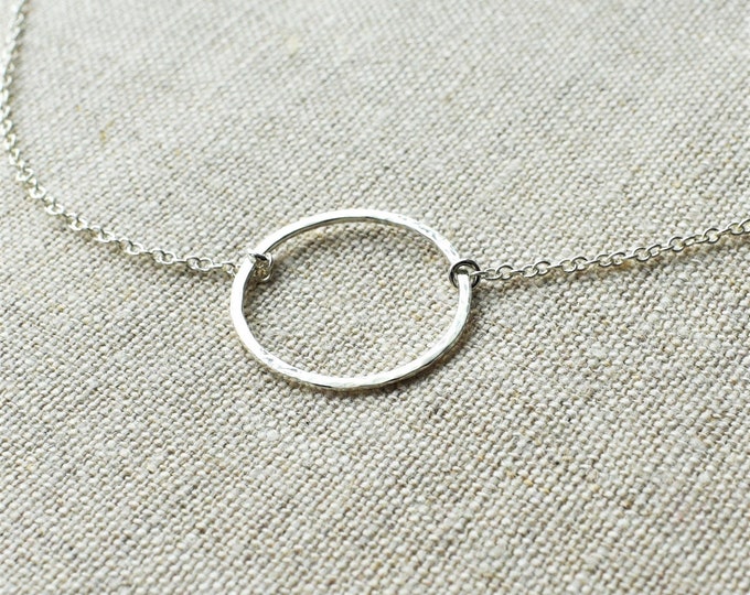 Tiny Silver Circle Necklace Smooth, in Sterling Silver Sweet and Simple ...