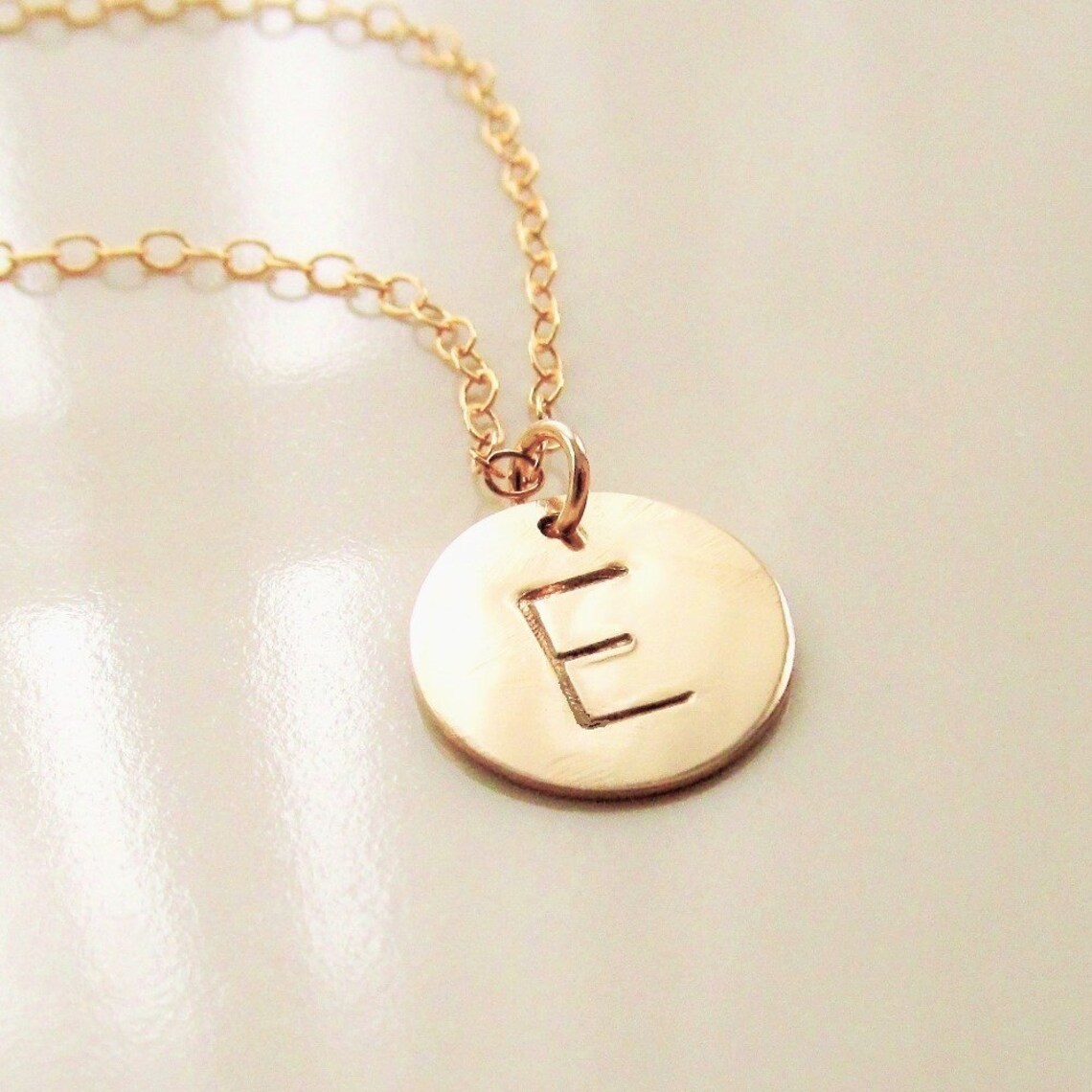 Gold Initial Necklace Gold Disc Necklace 14k Gold Fill Gold - Etsy