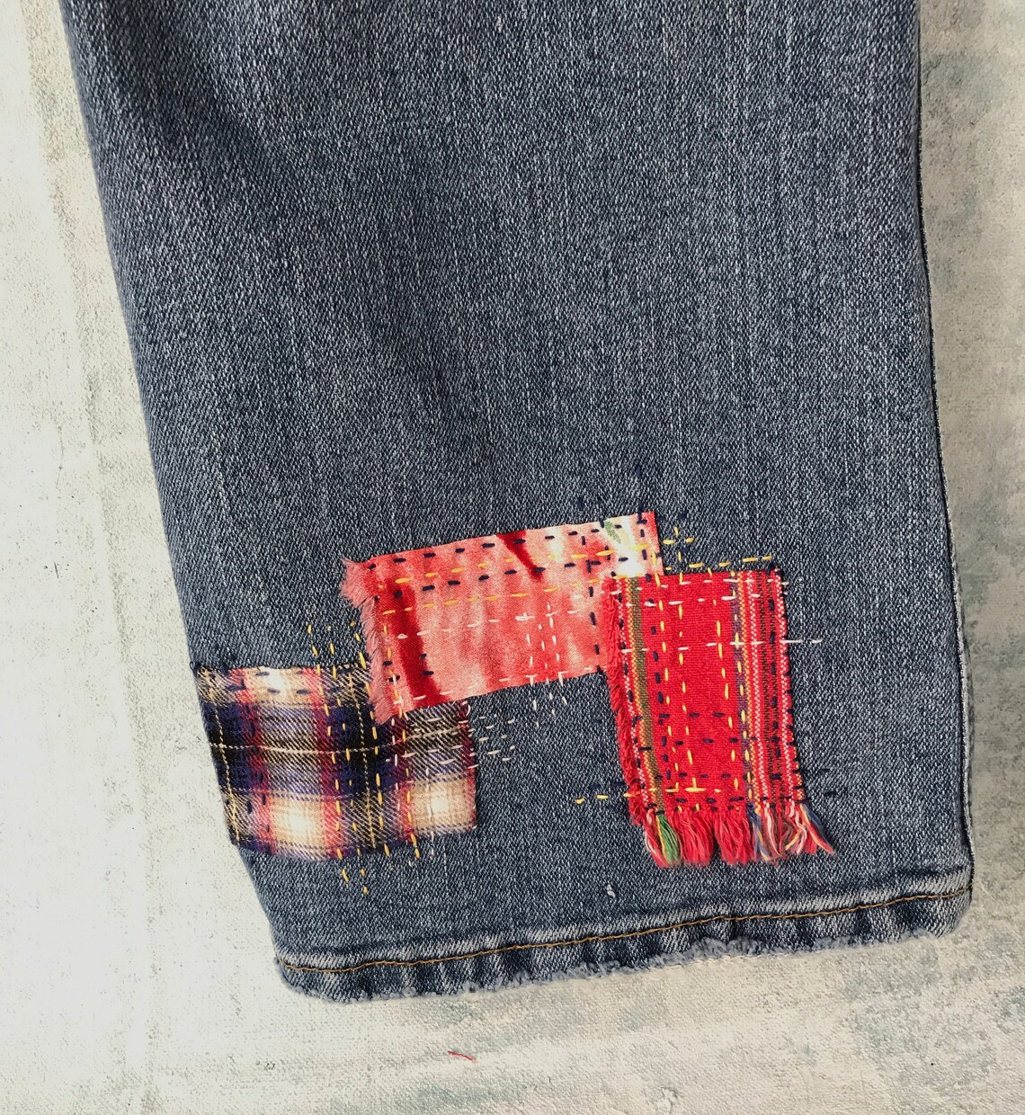 Boro Style Patched Denim Jeans AE Size 6 Reg Hippie Boho Chic - Etsy