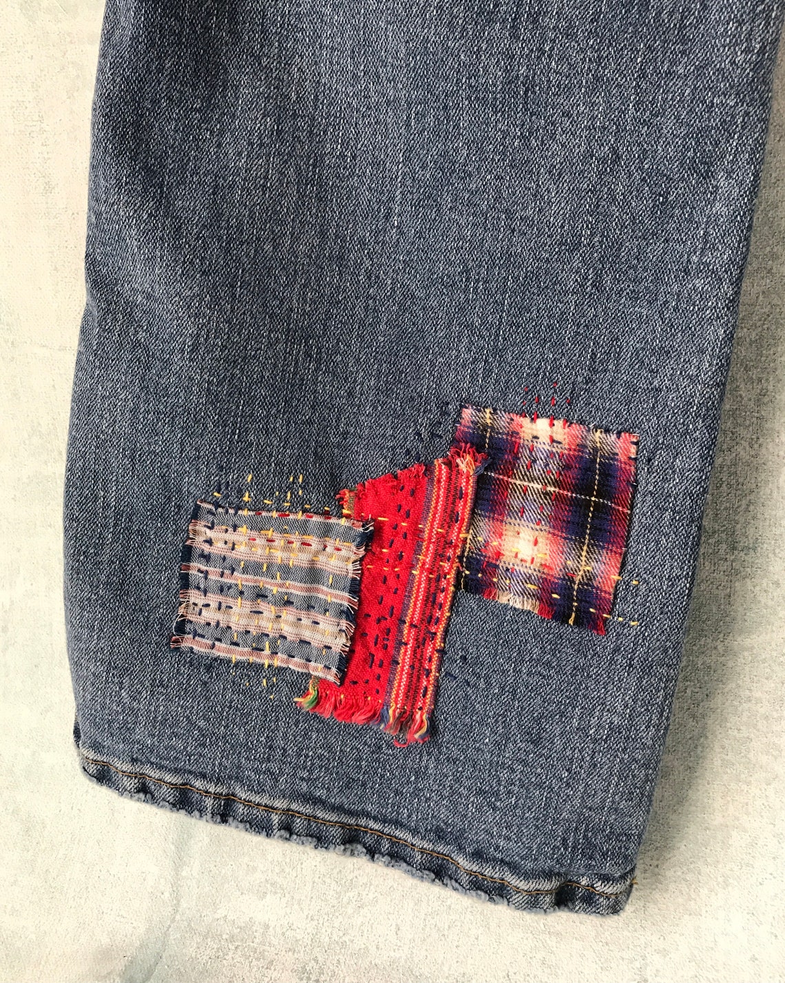 Boro Style Patched Denim Jeans AE Size 6 Reg Hippie Boho Chic - Etsy