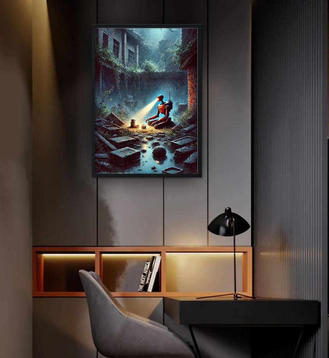 Retro Futurism Print, Sci-fi Wall Poster, Post-apocalypse Art, Robot ...