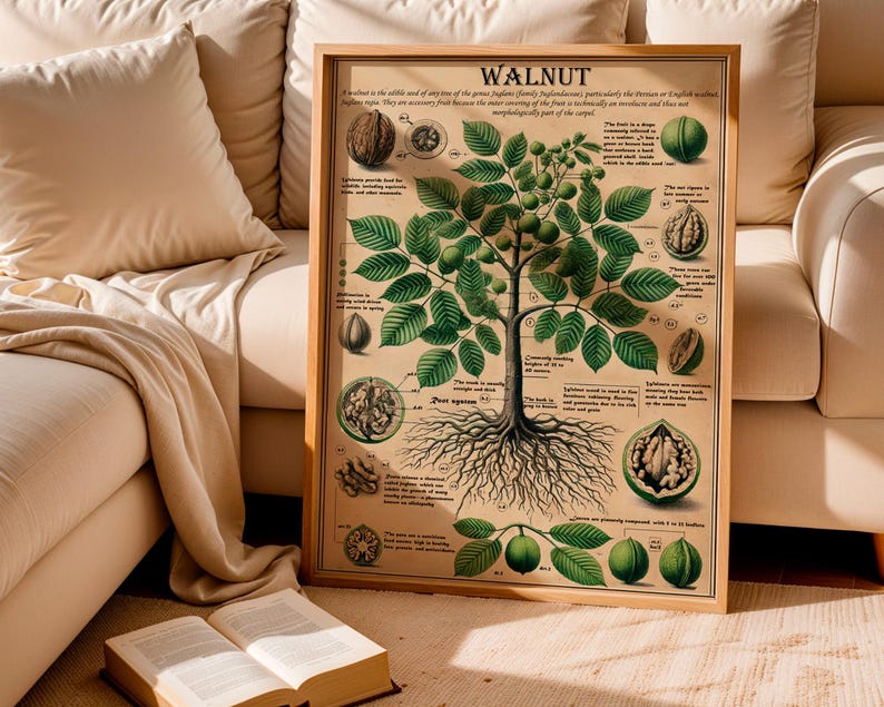 Walnut Tree Anatomy Poster, Vintage Botanical Art Print - Etsy