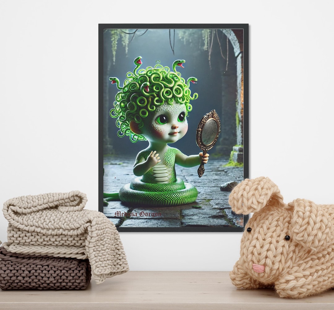 Baby Medusa Gorgon Art Print, Mythical Creature Decor - Etsy