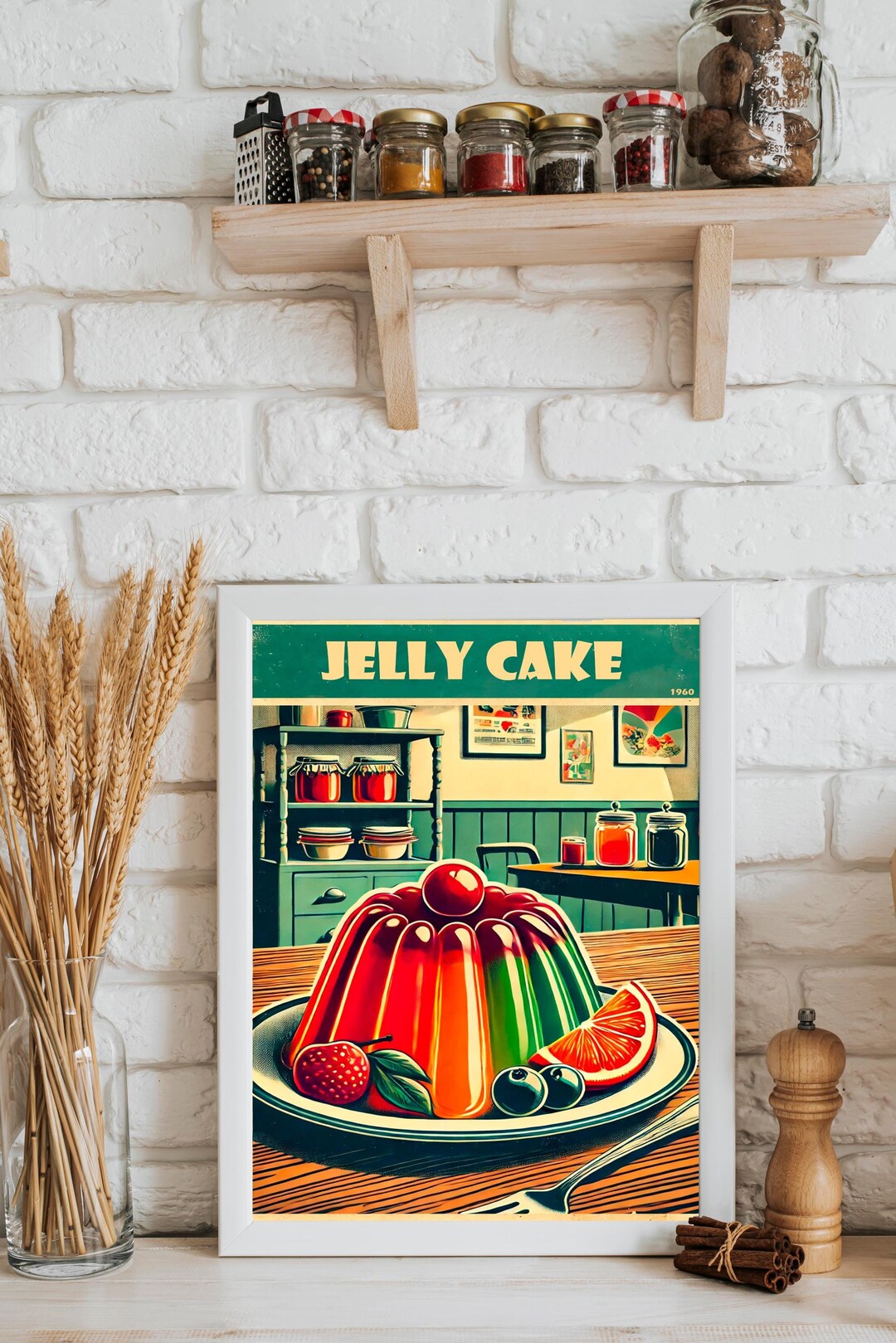 Vintage Jelly Cake Print, Retro Style Poster, Kitchen Decor, Restaurant ...