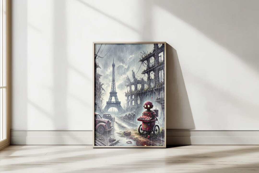 Post-apocalyptic Paris Robot Art Print, Sci-fi Home Decor - Etsy