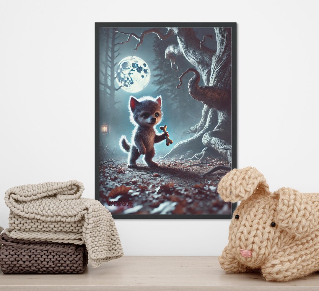 Baby Werewolf Poster, Mini-monster Art, Original Image, Mythical ...