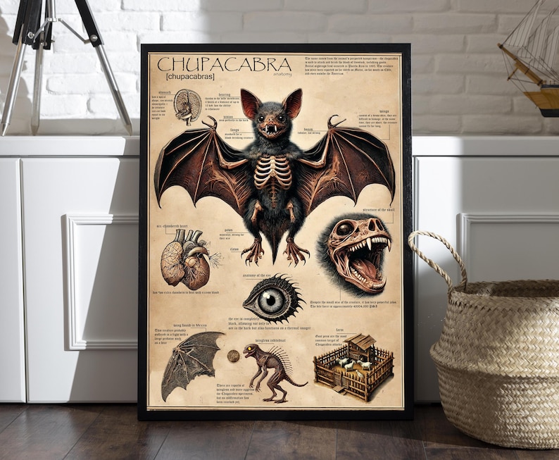 Chupacabra Anatomy, Original Drawing, Fantasy Art Print, Medieval ...