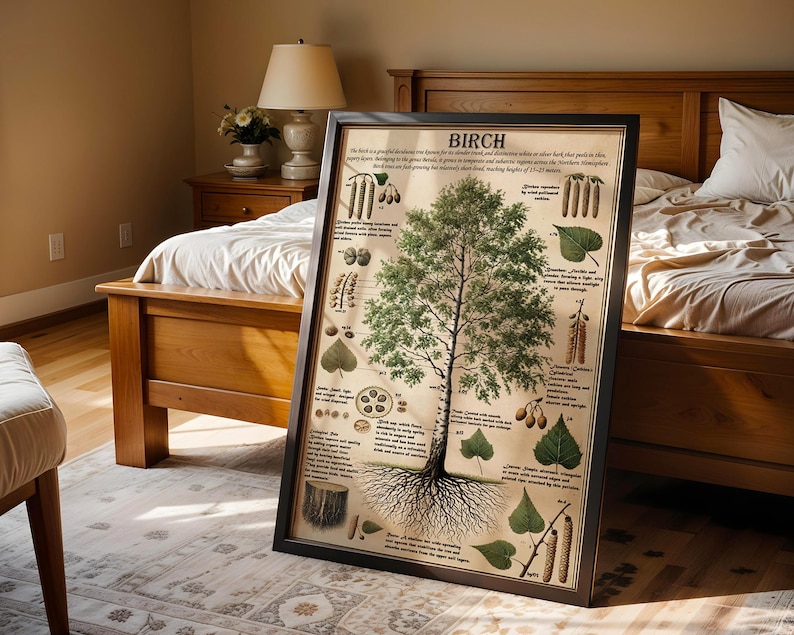 Birch Tree Anatomy Poster, Original Drawing, Botanical Art Print ...