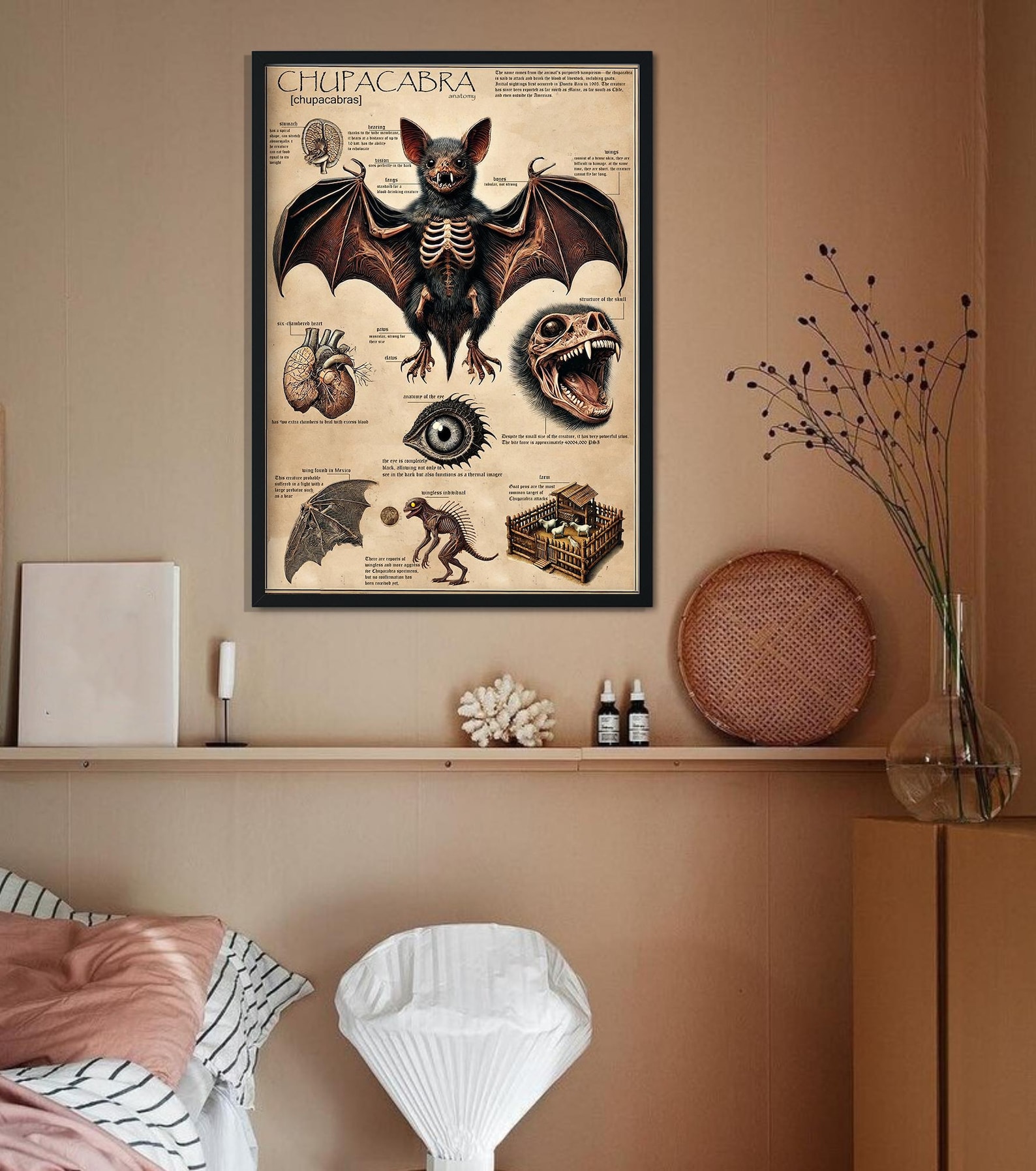 Chupacabra Anatomy, Original Drawing, Fantasy Art Print, Medieval ...