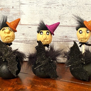 3 Spooky Witches Decor Gothic Halloween Decoration Handmade Halloween ...