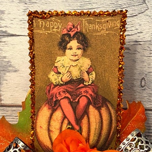 Vintage Thanksgiving Decor Retro Pumpkin Decor Art Deco Retro Fall ...