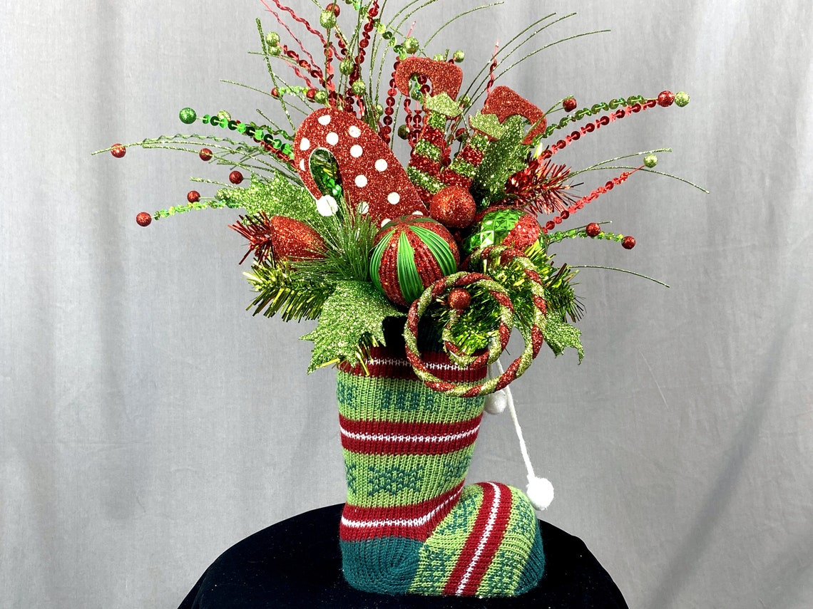 Elf Boot Centerpiece Christmas Decor Retro Christmas | Etsy