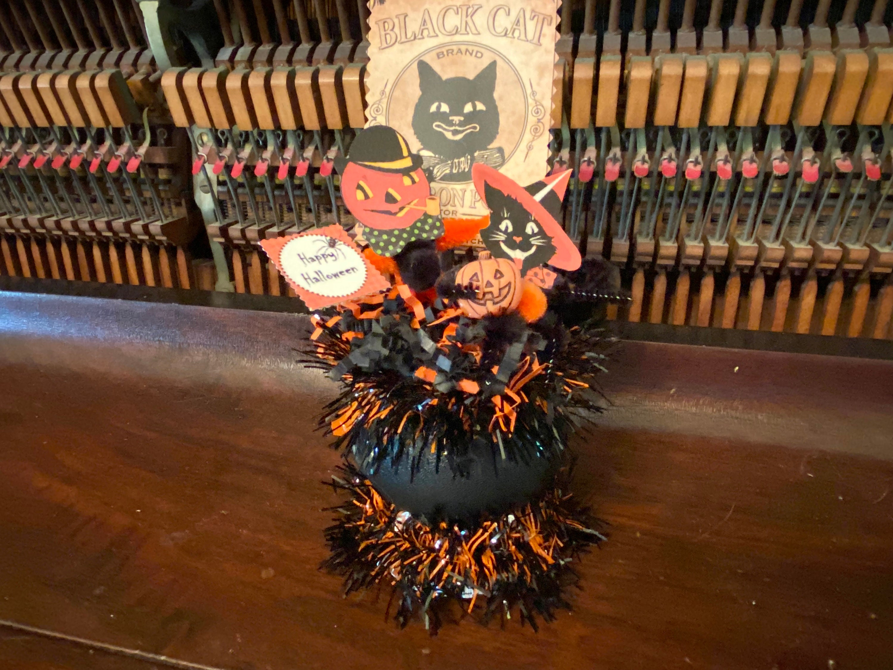 Vintage Halloween Decor Black Cat Jack O Lantern Handmade | Etsy