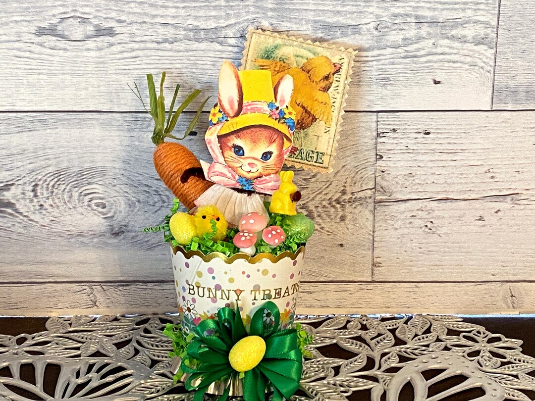 Kitschy Easter Bunny Decoration Vintage Easter Bunny Boy Decor Shabby ...