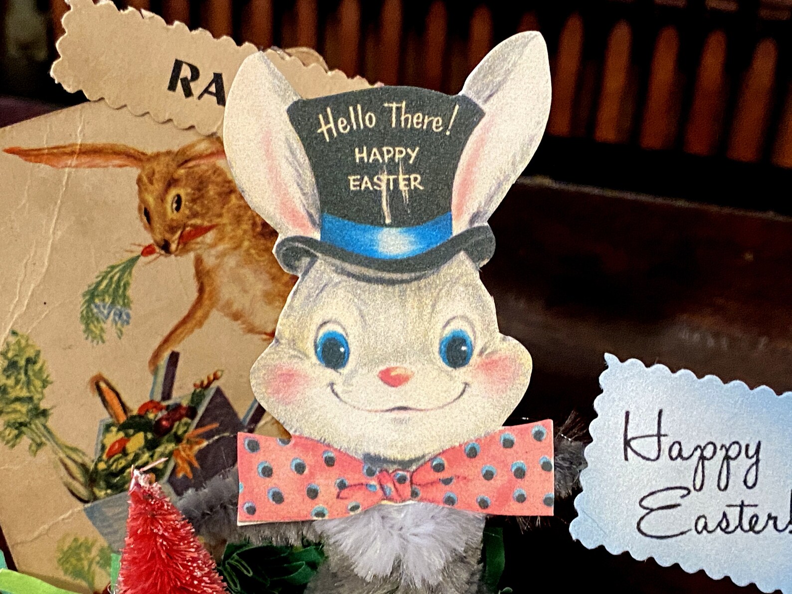 Retro Easter Decor Vintage Easter Bunny Decoration Chenille | Etsy