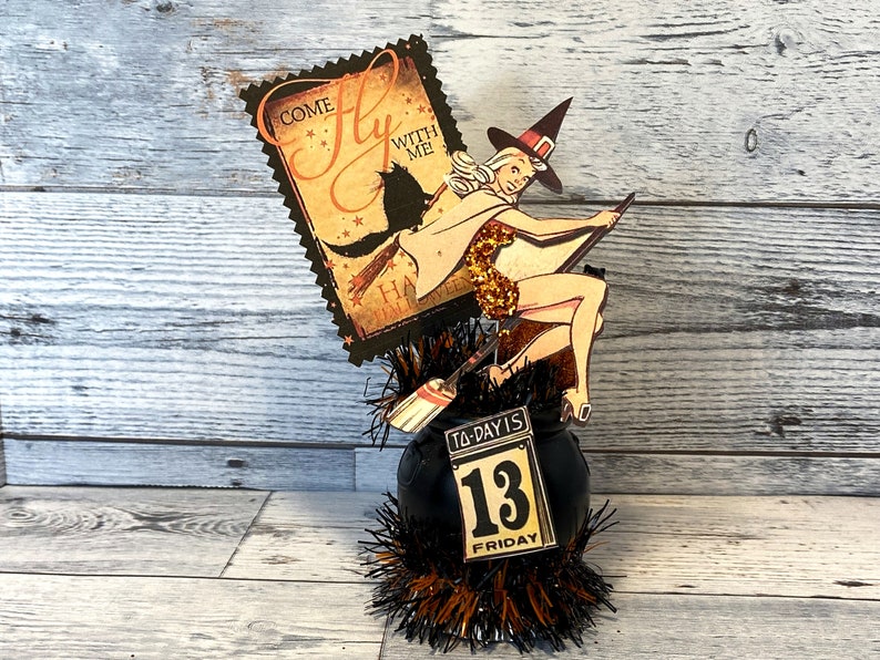 Vintage Pin up Witch Halloween Decor Unique Retro Halloween - Etsy