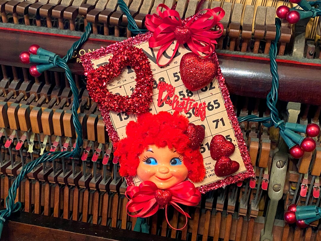 Vintage Style Retro Valentine Bingo Doll Face Decoration Kitschy ...