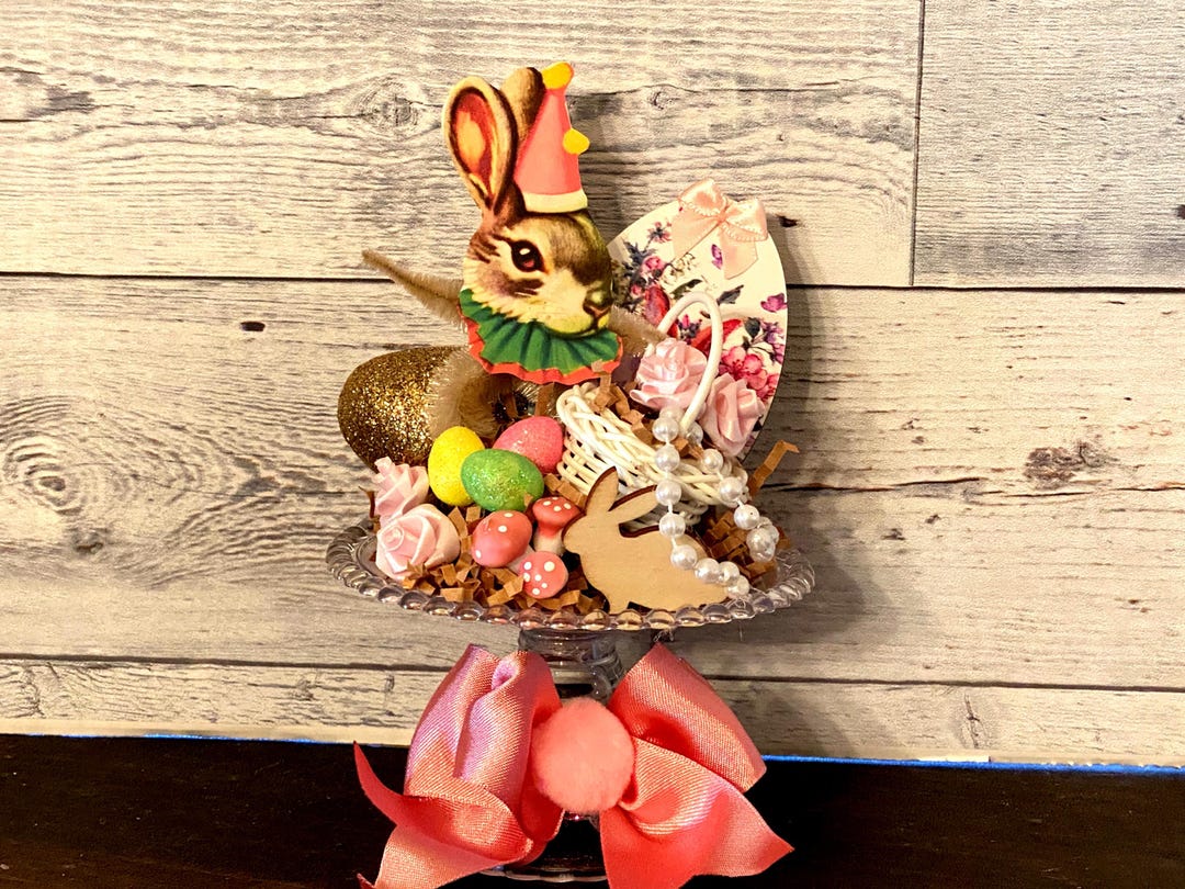 Vintage Easter Decor Retro Easter Bunny Decoration Kitschy Easter ...
