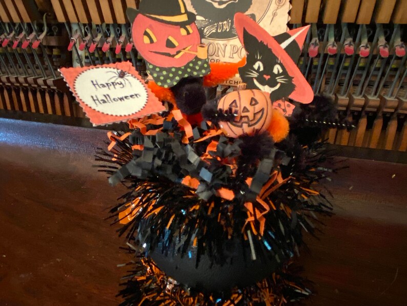 Vintage Halloween Decor Black Cat Jack O Lantern Handmade - Etsy