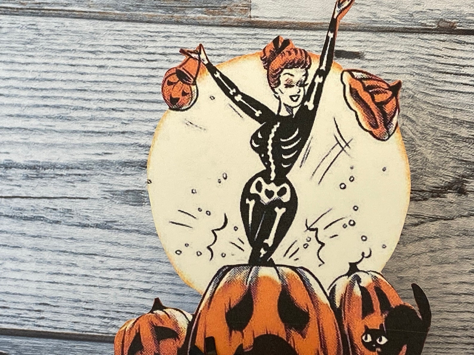 Retro Halloween Decor Pin up Skeleton Decor Vintage Halloween Jack O ...