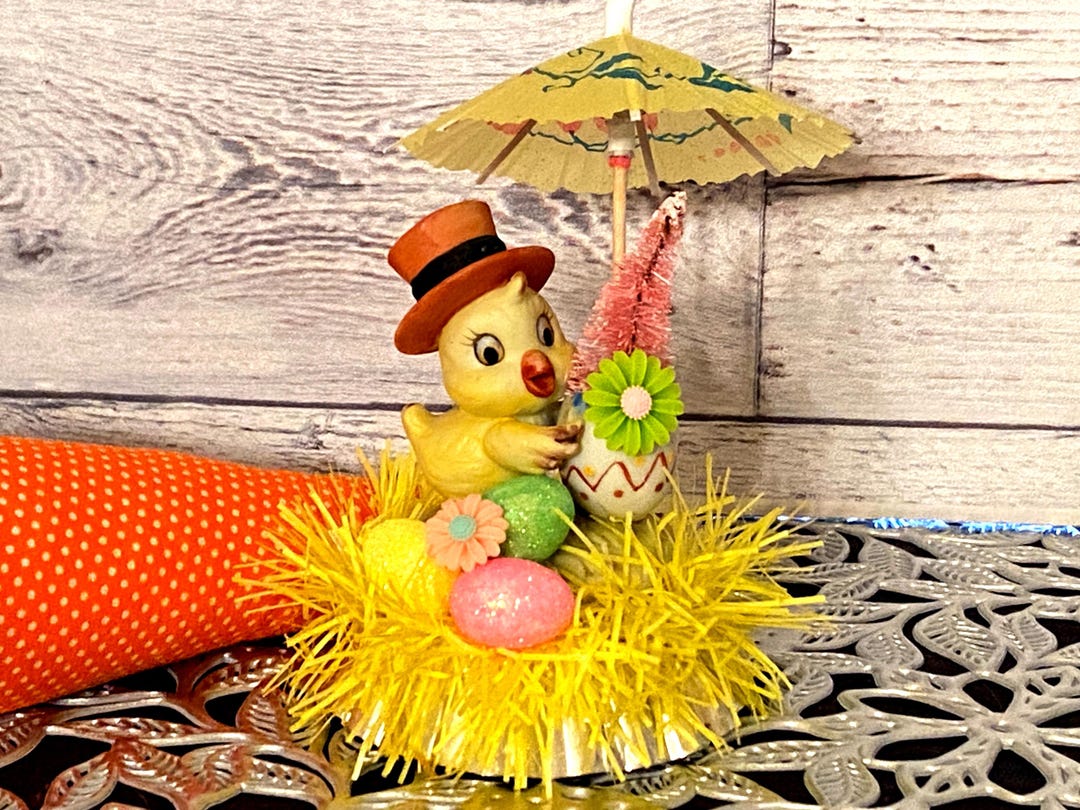 Retro Easter Decor Vintage Easter Assemblage Easter Chick Decoration ...