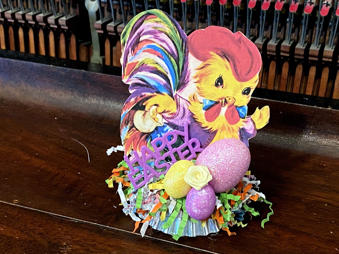 Vintage Easter Decor Retro Easter Decoration MCM Easter Chick Happy ...