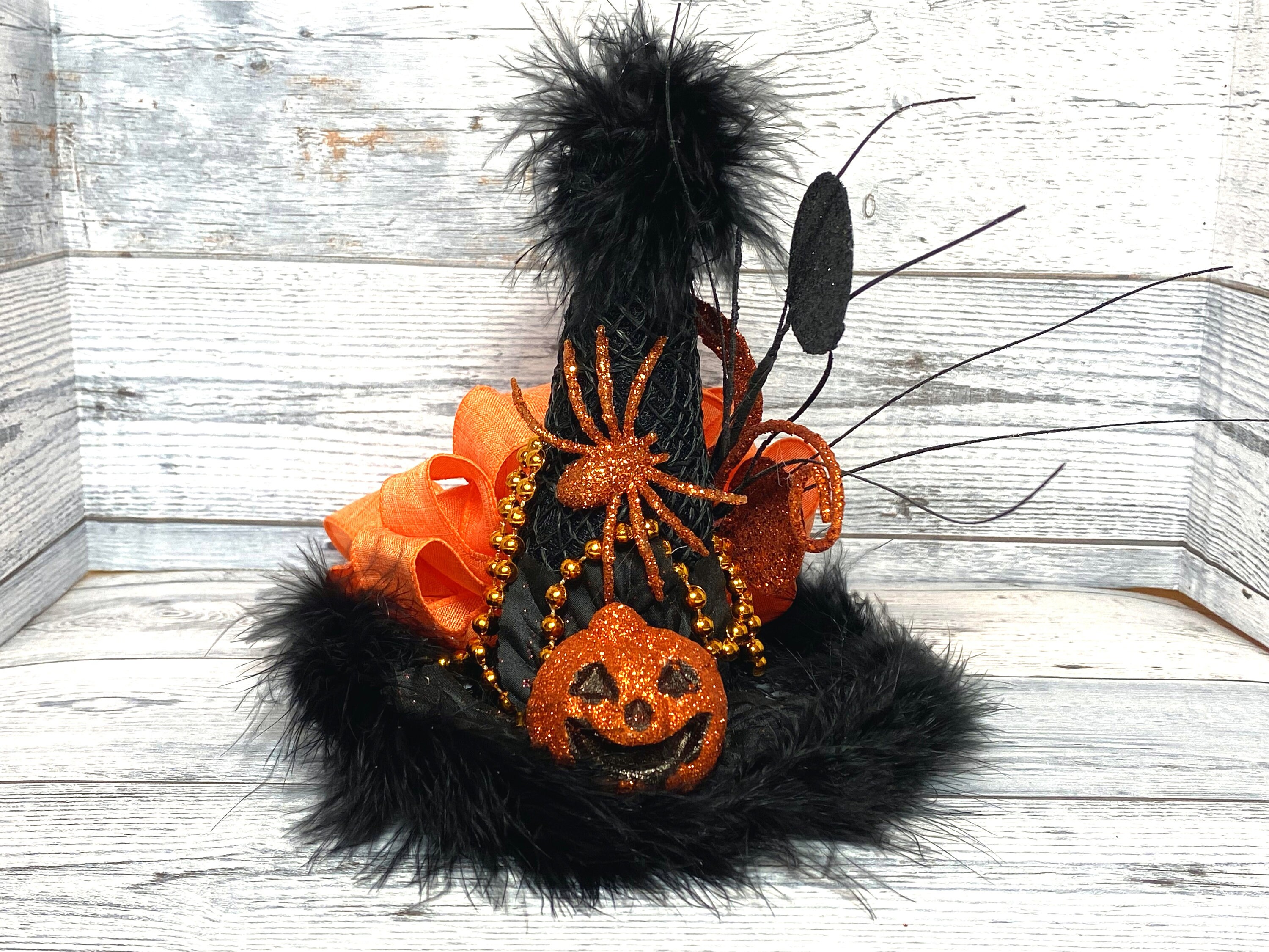 Jack O Lantern Witch Hat Tree Topper Halloween Tree Topper - Etsy