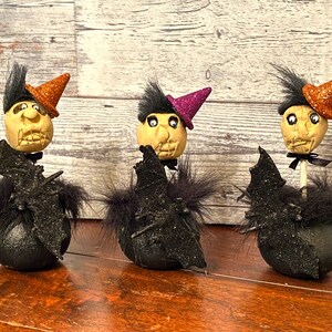 3 Spooky Witches Decor Gothic Halloween Decoration Handmade Halloween ...