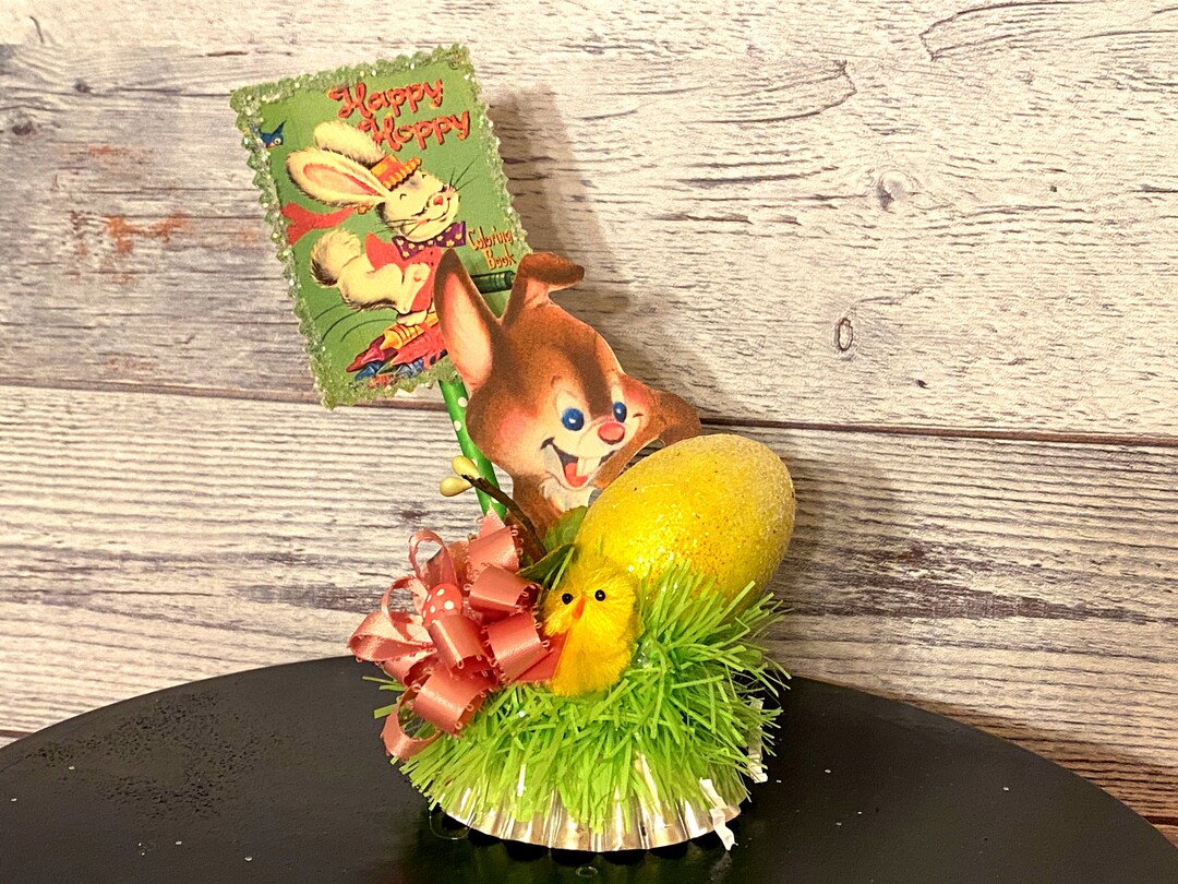 Retro Easter Bunny Decor Hoppy Easter Decoration Vintage Easter ...