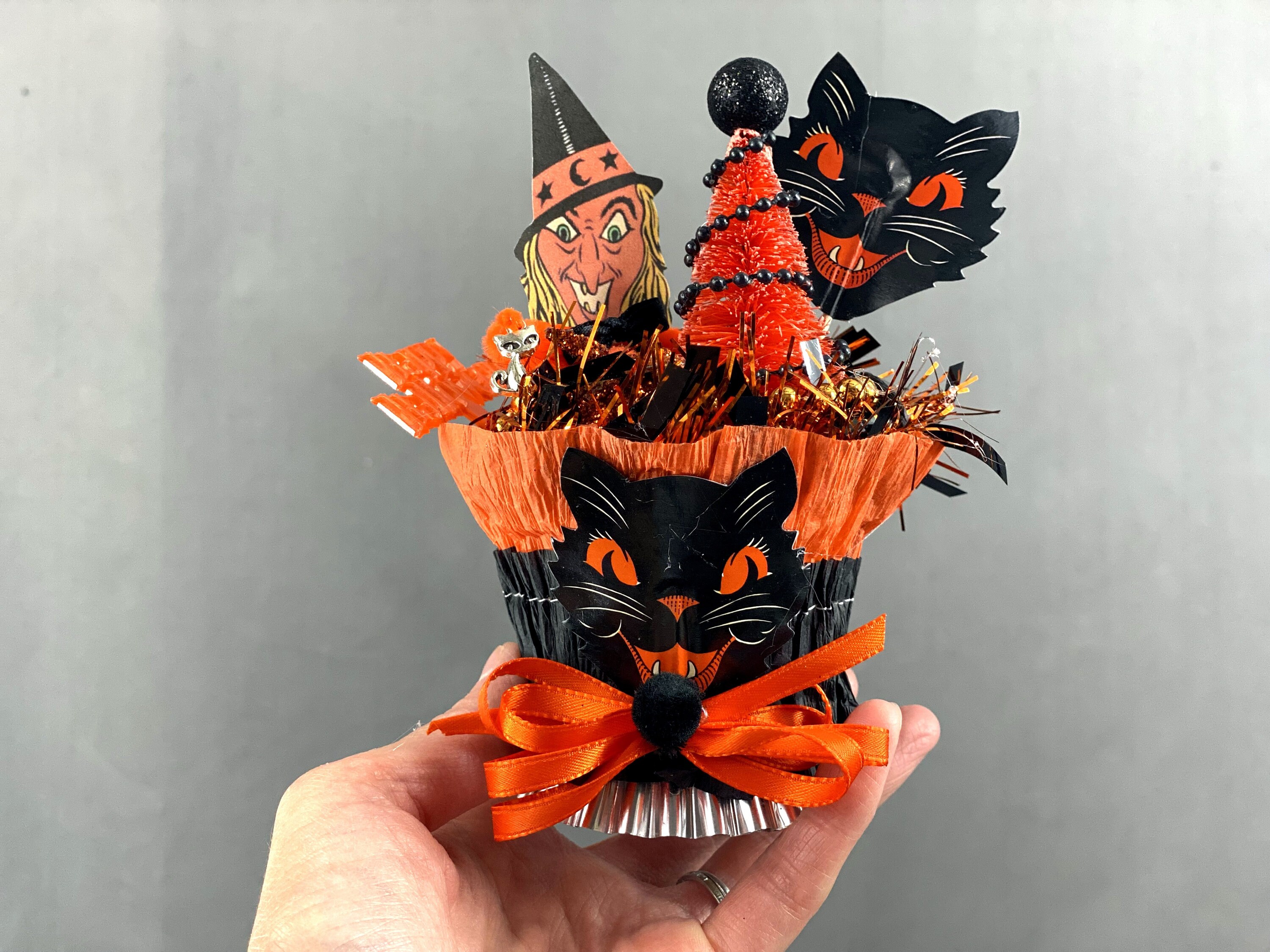 Halloween Black Cat Decor Witch Decor Vintage Style Nut Cup | Etsy