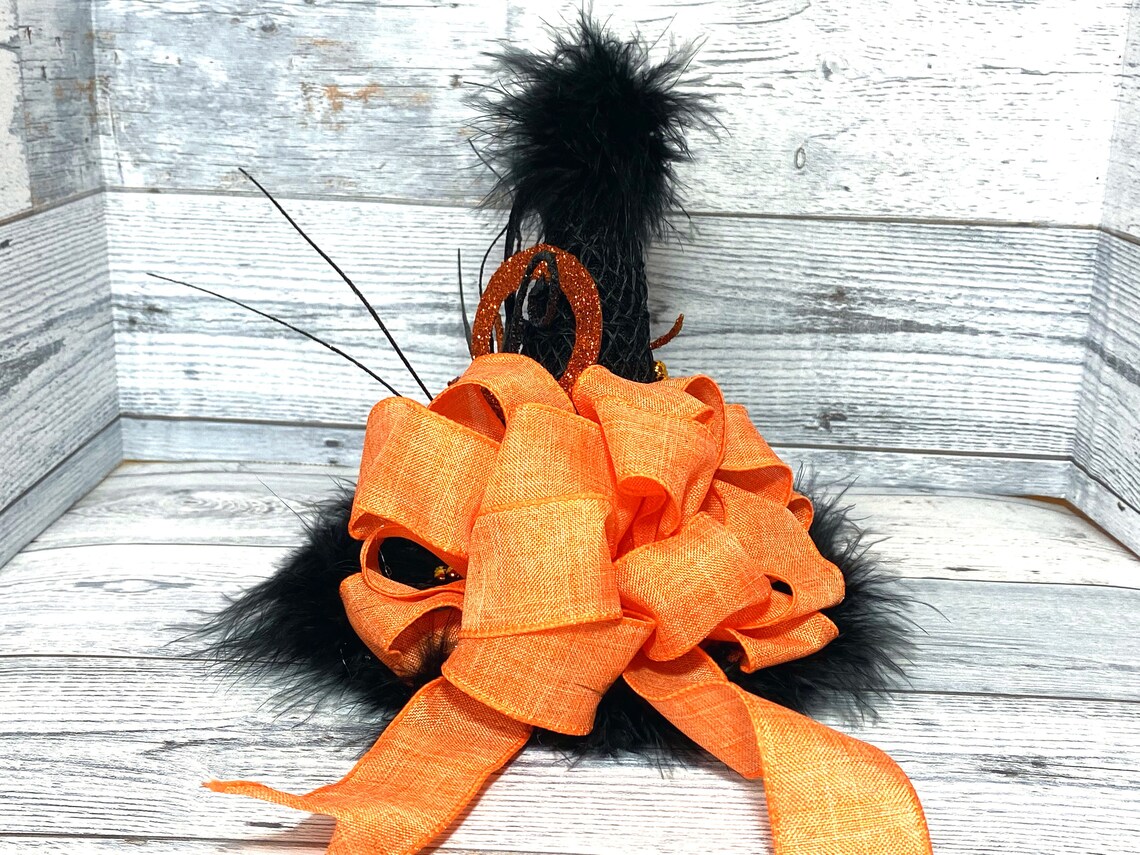 Jack O Lantern Witch Hat Tree Topper Halloween Tree Topper - Etsy