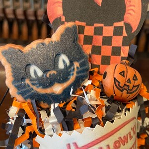 Retro Halloween Black Cat Decoration Vintage Halloween Cat Jack O ...