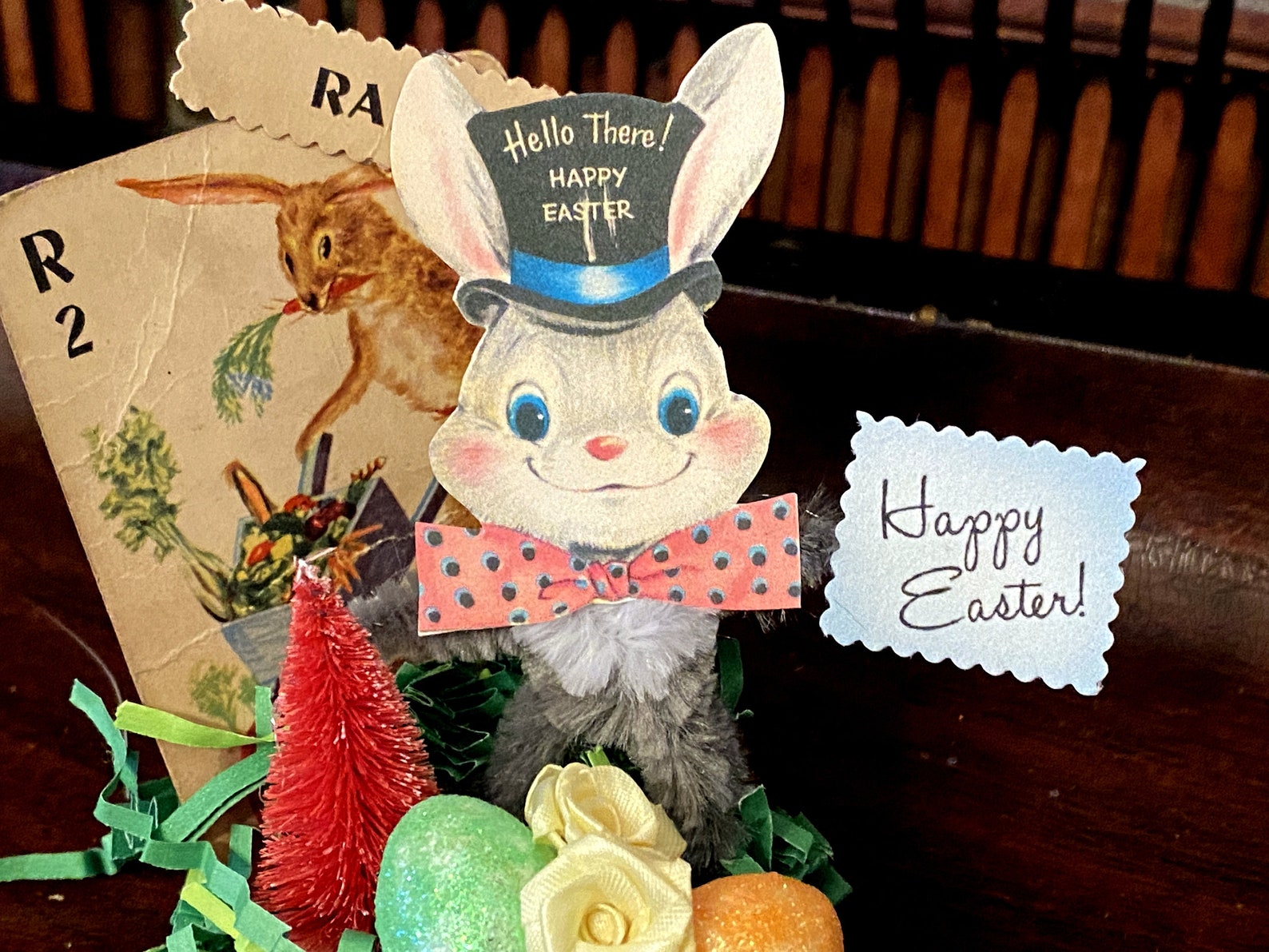 Retro Easter Decor Vintage Easter Bunny Decoration Chenille | Etsy