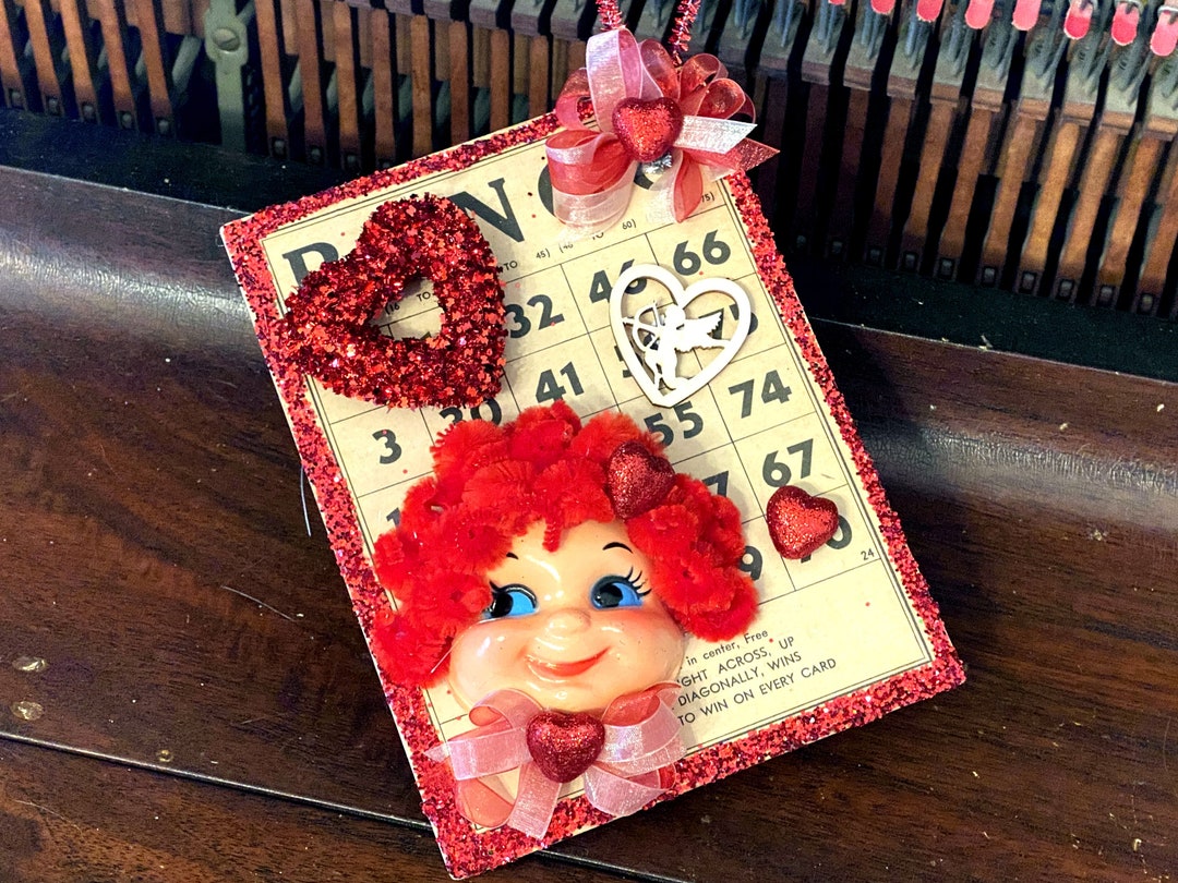 Vintage Style Retro Valentine Bingo Doll Face Decoration - Etsy