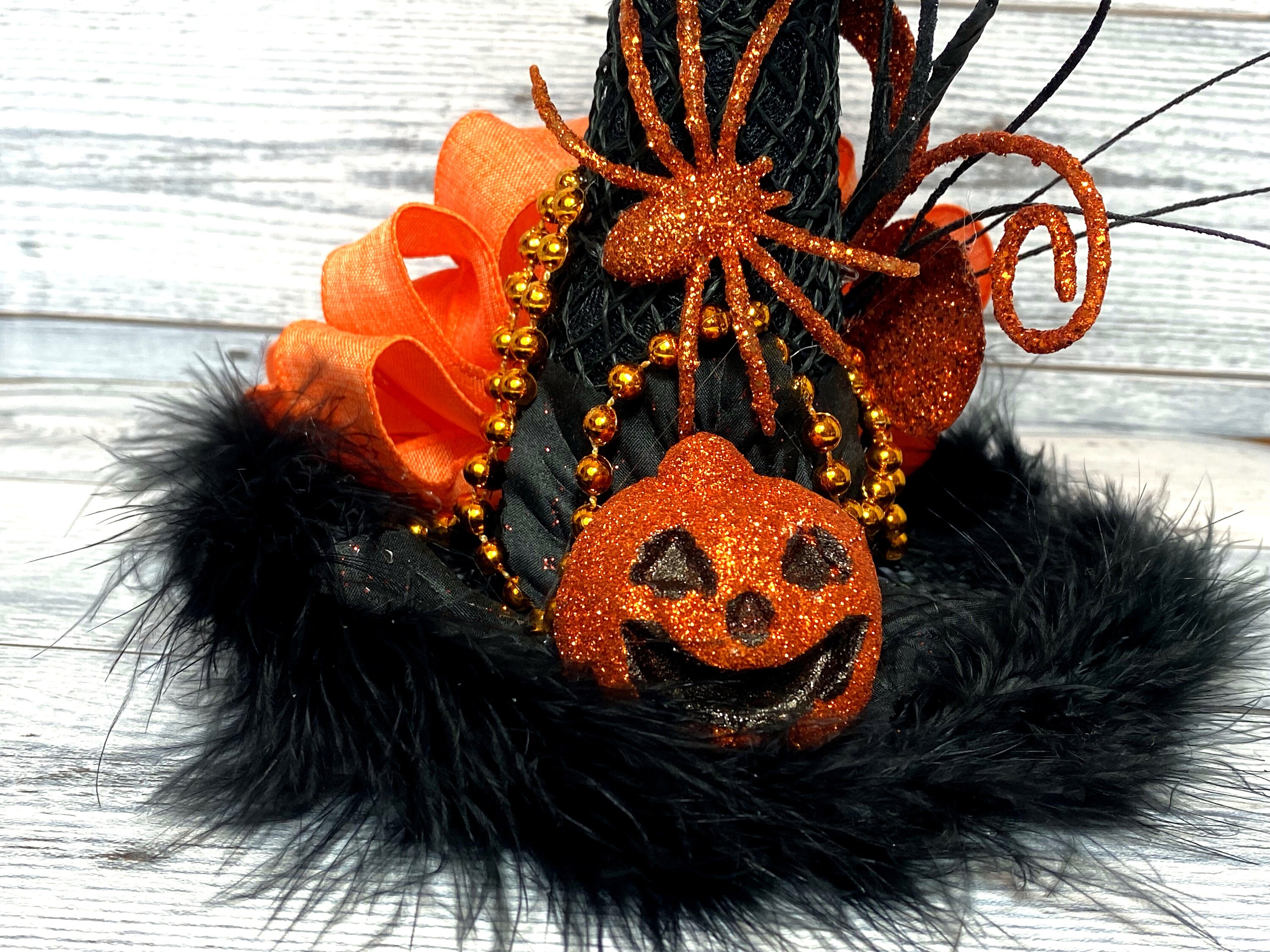 Jack O Lantern Witch Hat Tree Topper Halloween Tree Topper - Etsy