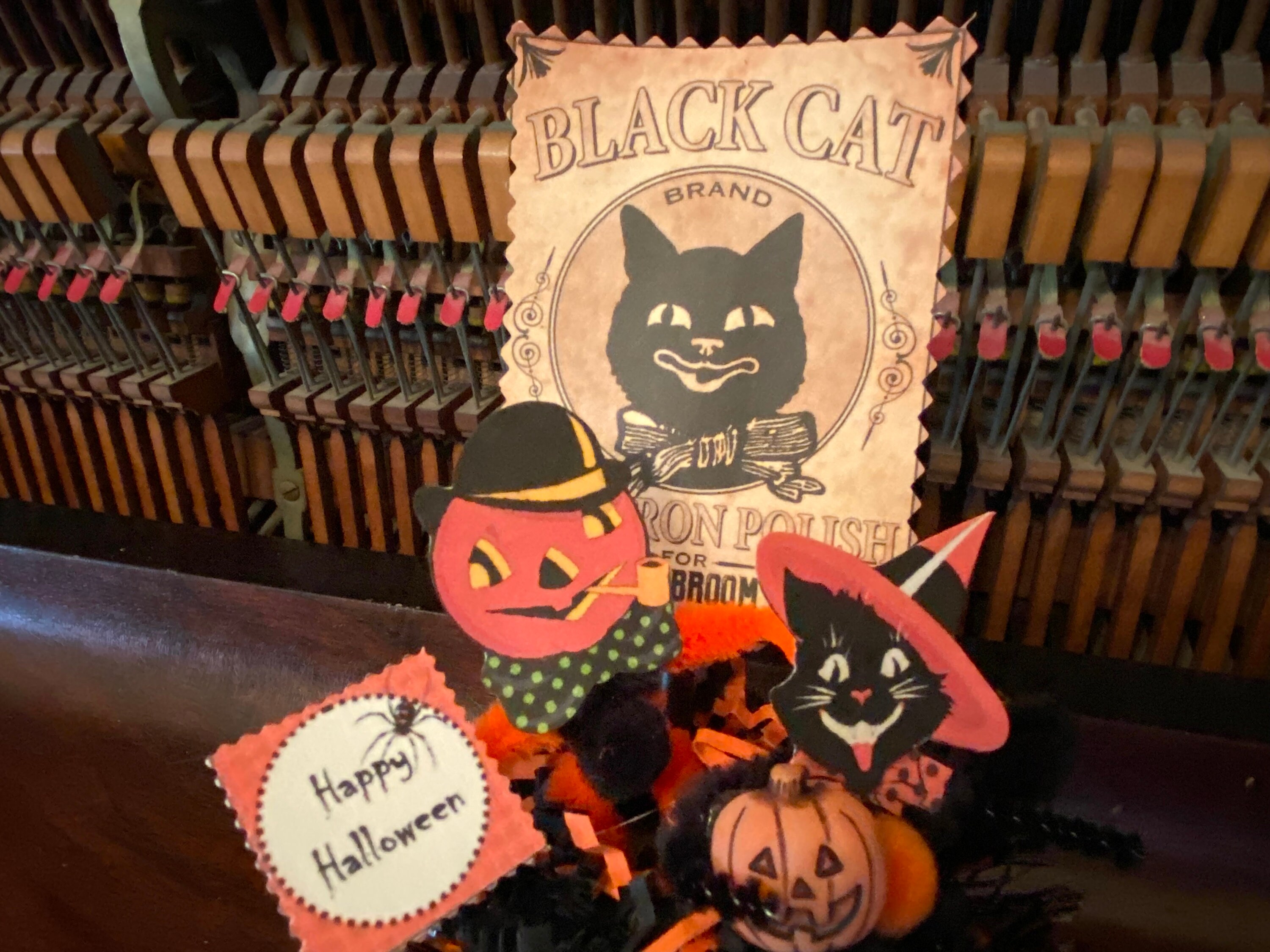 Vintage Halloween Decor Black Cat Jack O Lantern Handmade | Etsy