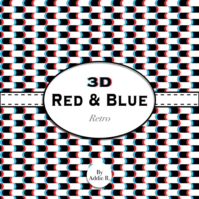 3D Red & Blue Retro Pattern Digital Paper - Seamless Geometric Design ...