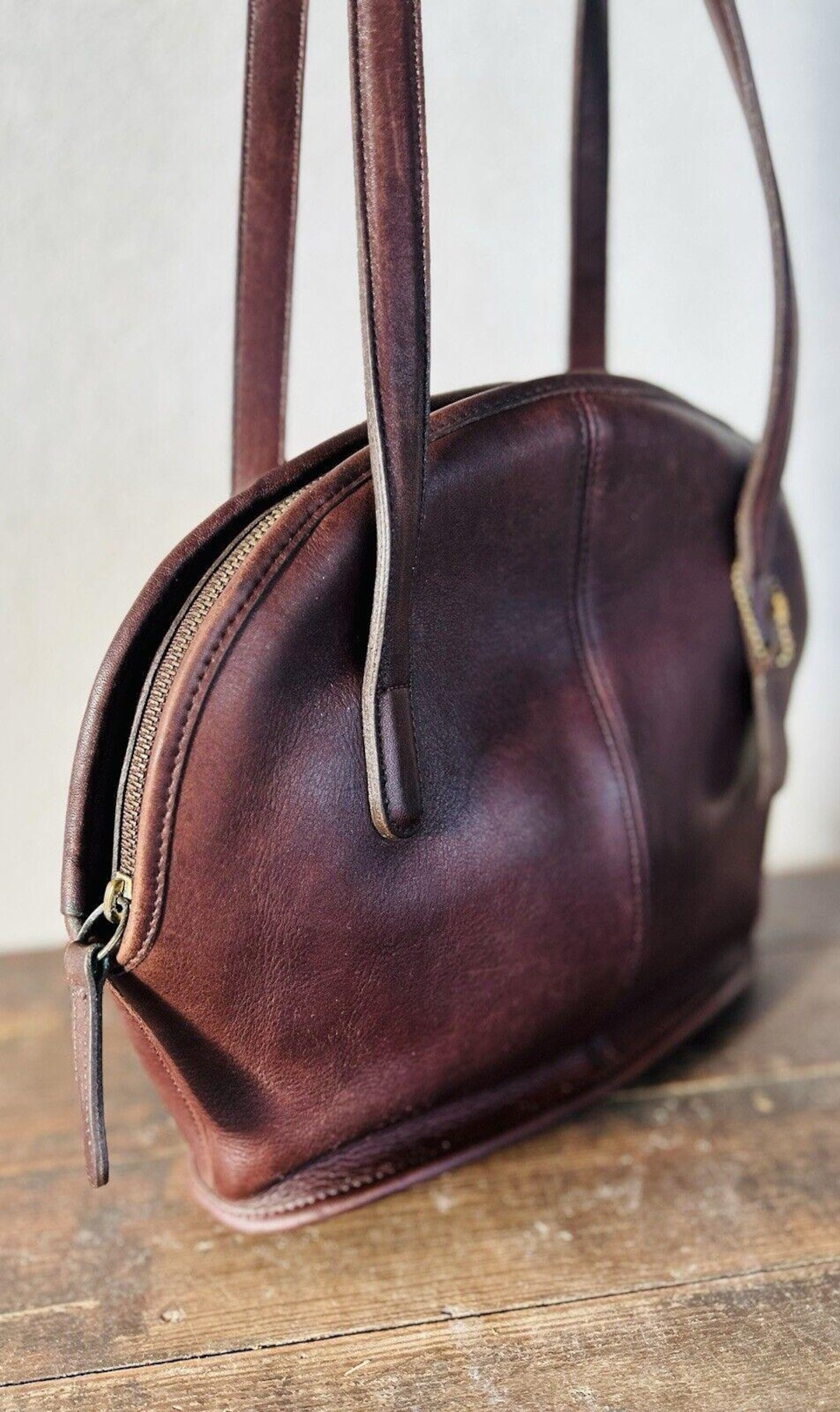 Vintage Coach 9089 Asheville Bowler Rich Dark Brown Leather Shoulder ...