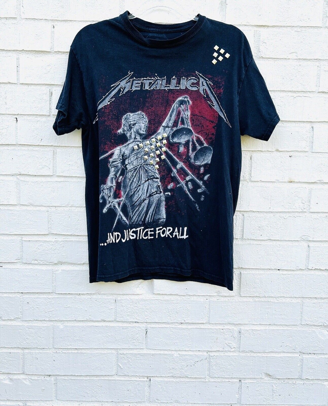 Upcycled Metallica and Justice for All Faded Black Graphic Tee Top ...